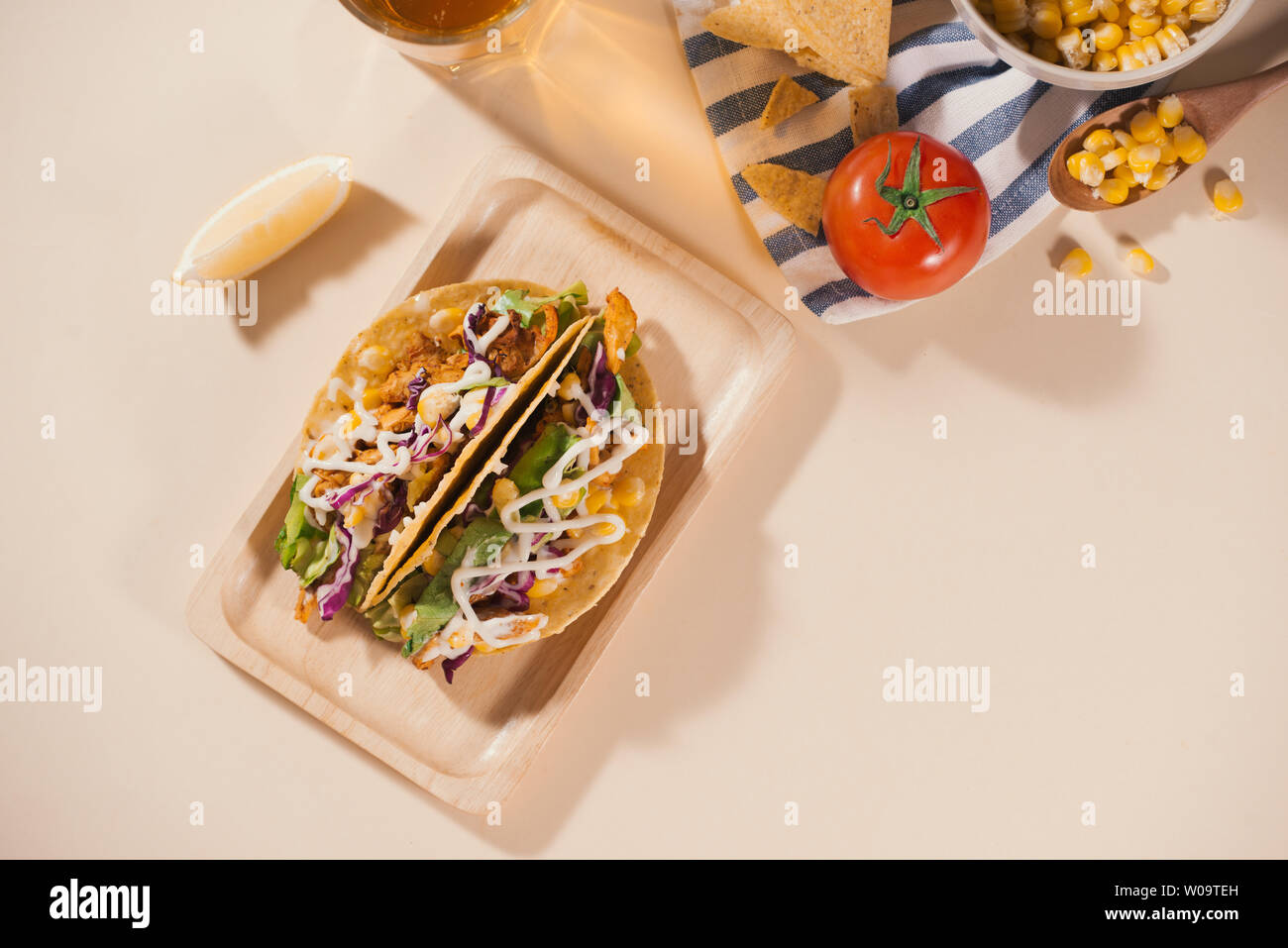 Traditional mexican taco with meat and vegetables. Latin american food ...