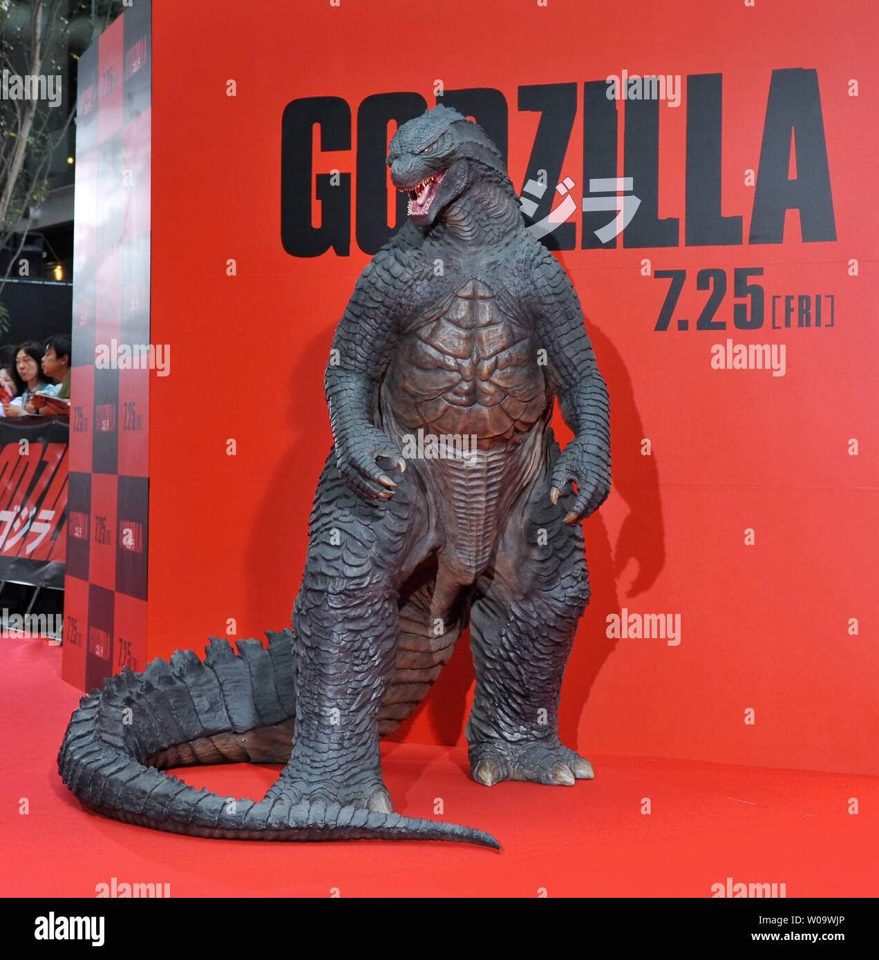 The "Gozilla" is seen on display during a Japan premiere for the film ...