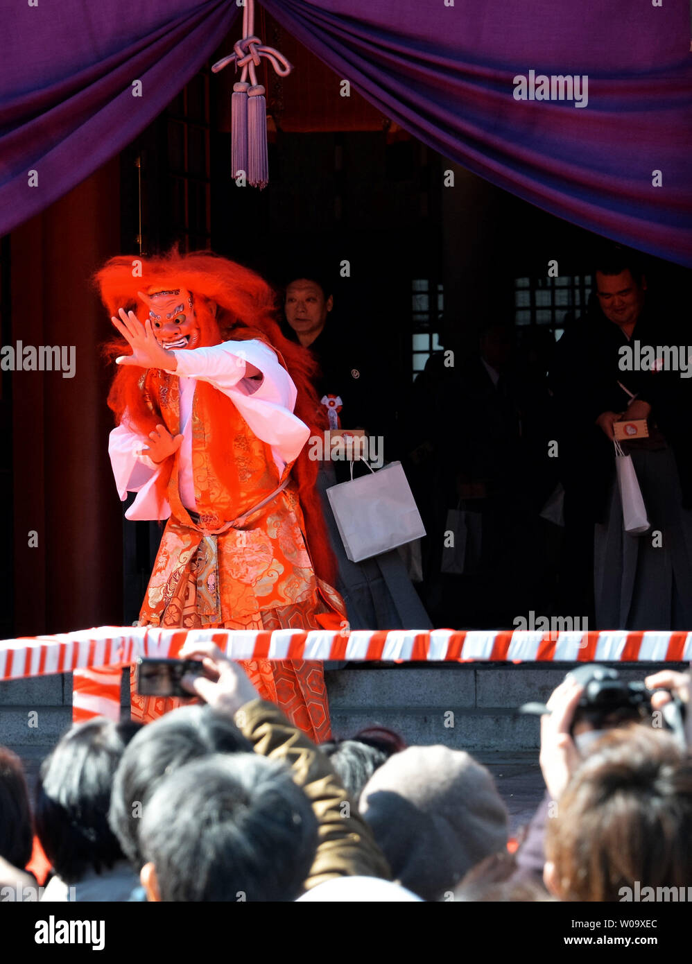 "Bean-throwing ceremony" held at Hie shrine in Tokyo, Japan, on ...