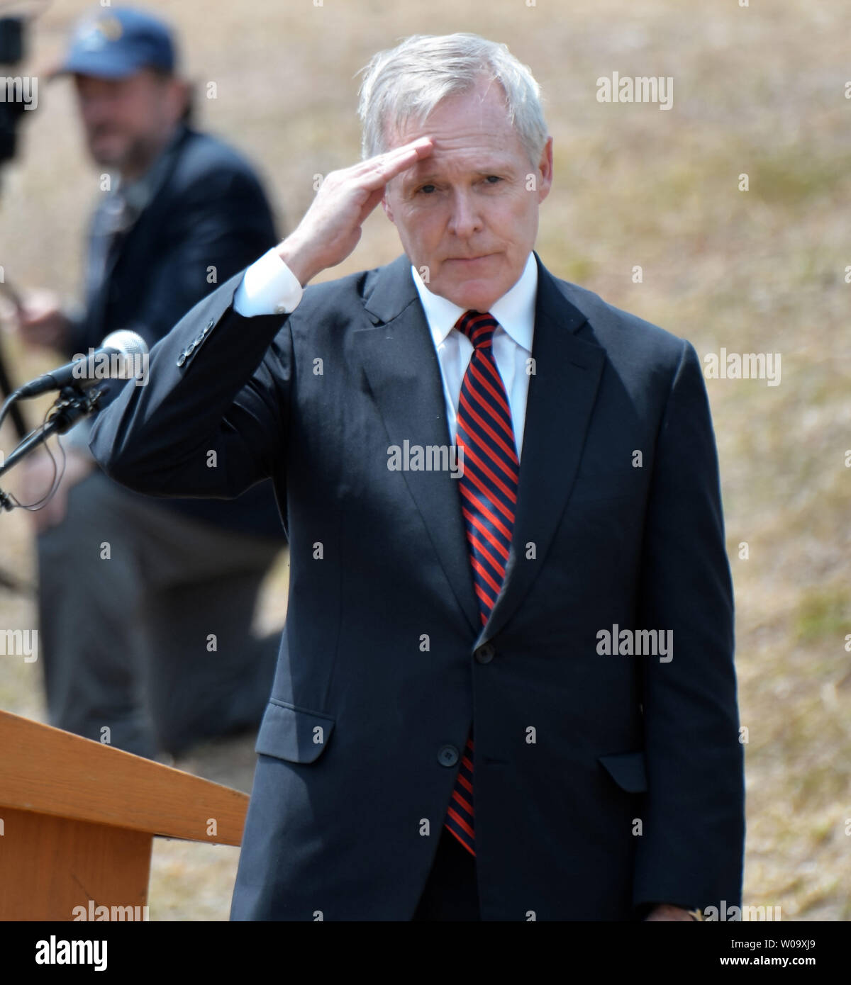 Secretary of the U.S. Navy, Ray Mabus speaks during the "Battle of Iwo ...
