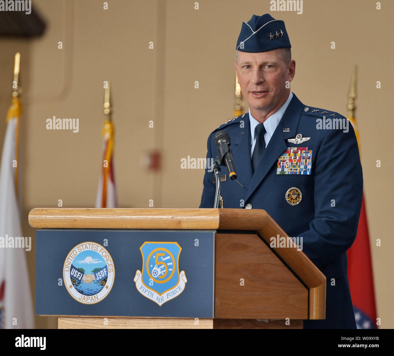 U.S. Forces Japan Commander, Lt. Gen. John Dolan speaks during a change ...