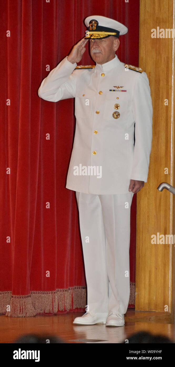 Adm. Scott H. Swift, commander of U.S. Pacific Fleet, salutes during a ...