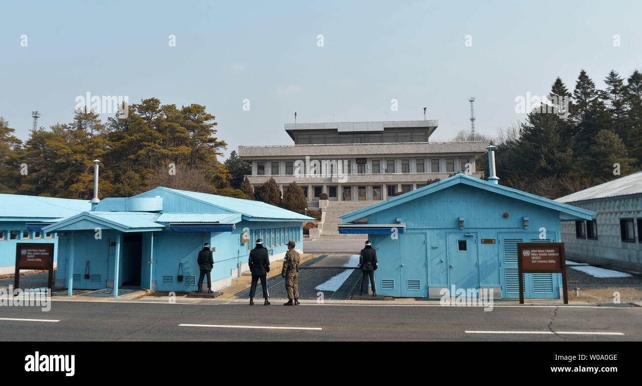 A North Korean soldier stands guard at the joint security area(JSA) of ...