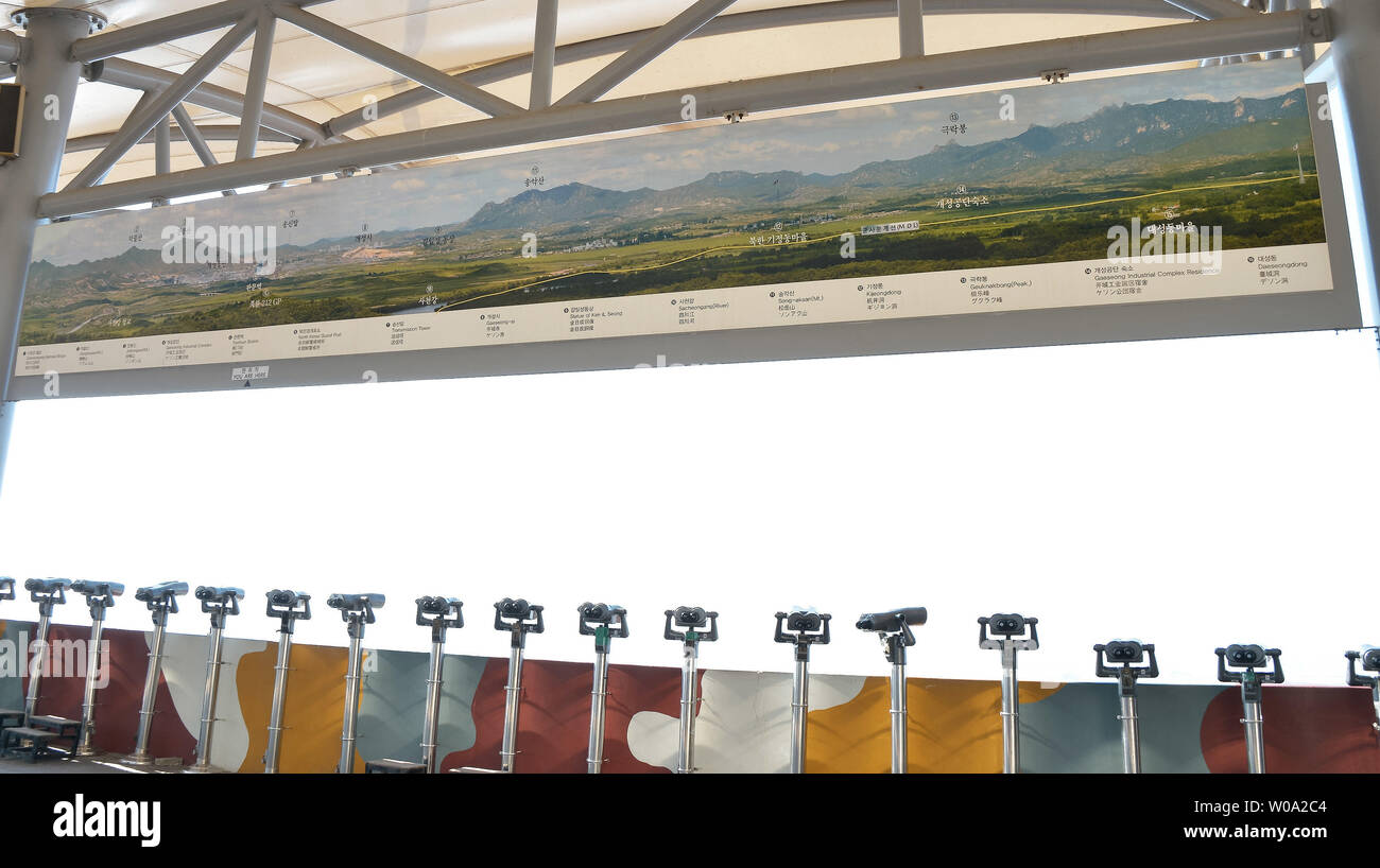 Binoculars for watch North Korean are seen at the Dorasan Observatory ...