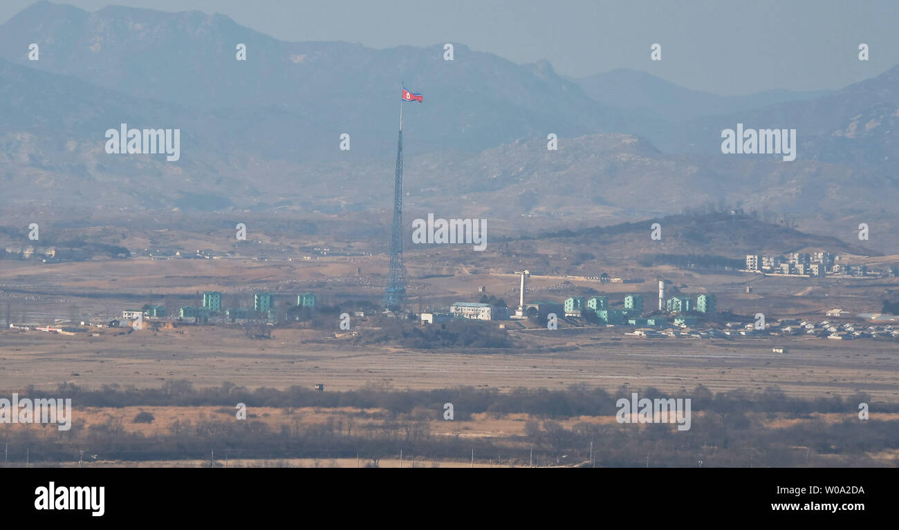 North Korea's town Kaesong is seen from the Dorasan Observatory in the ...