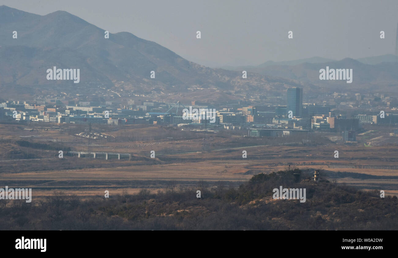 North Korea's town Kaesong is seen from the Dorasan Observatory in the ...