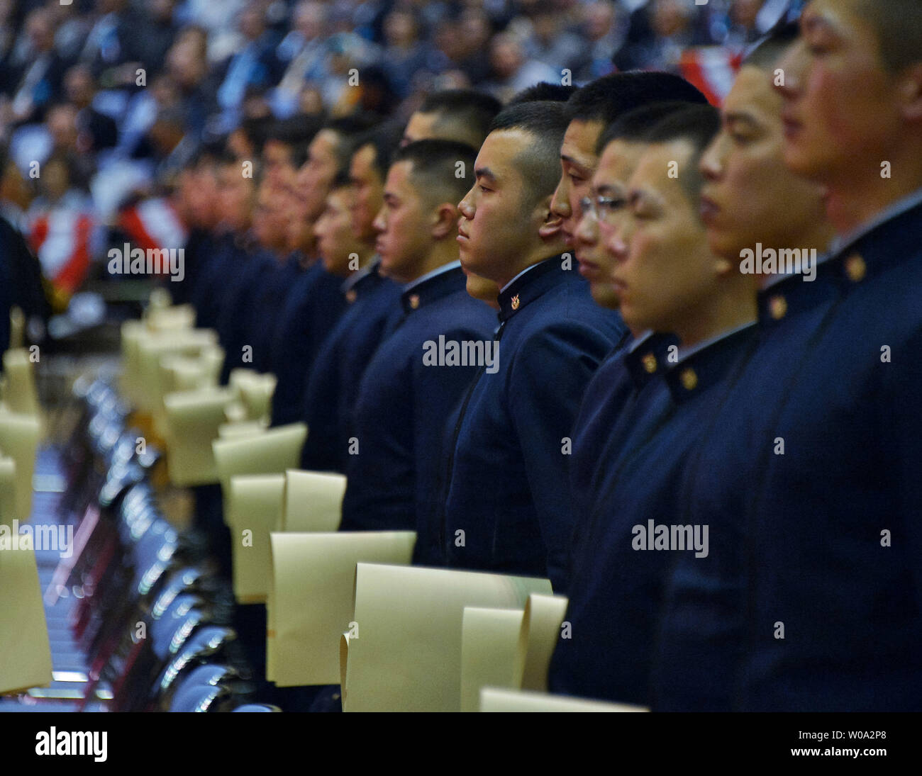 Graduates of Japan's National Defense Academy attend the graduation ...