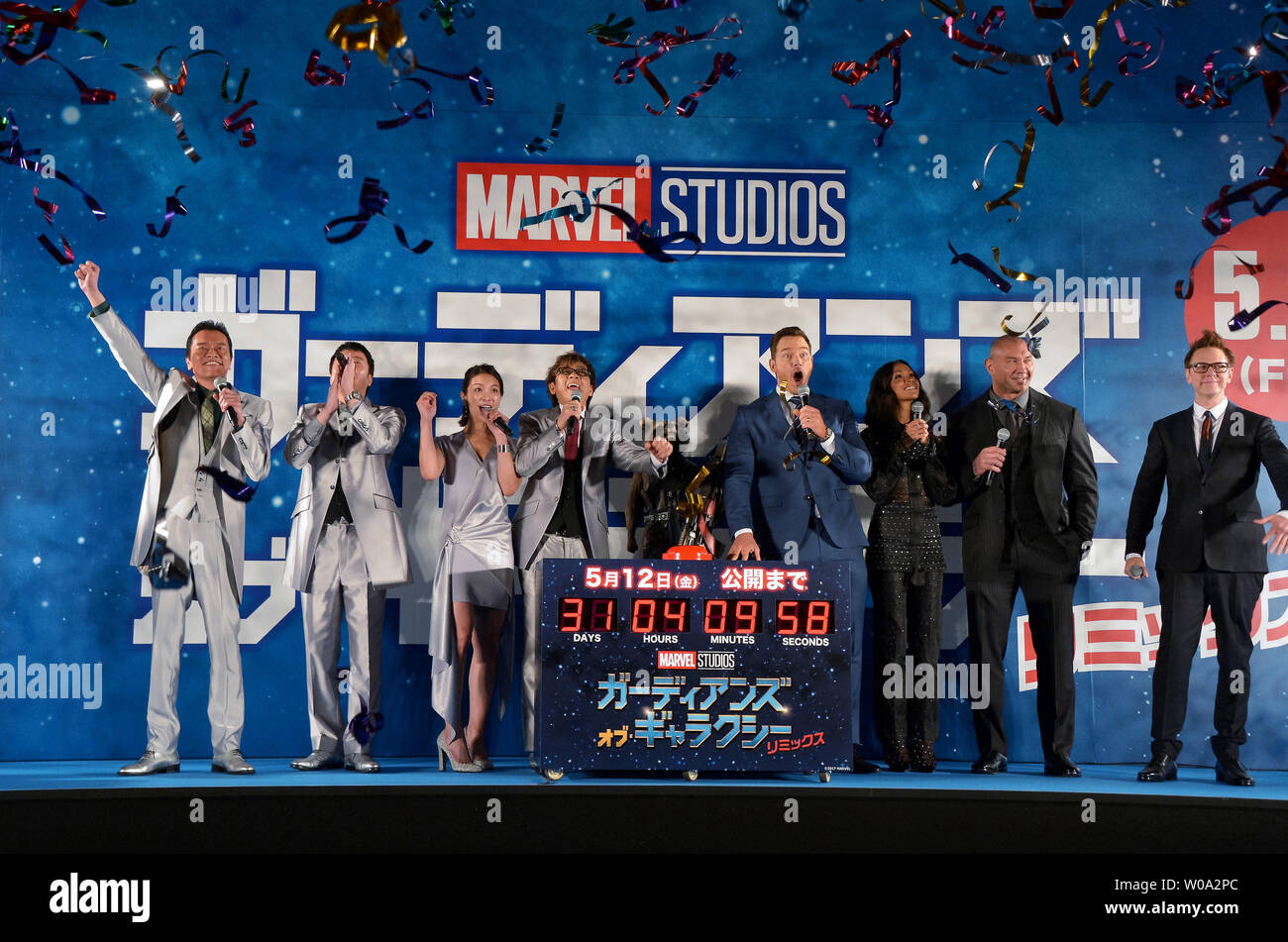 (L-R) Japanese voice casts, Actor Kenichi Endo, comedian Koji Kato ...