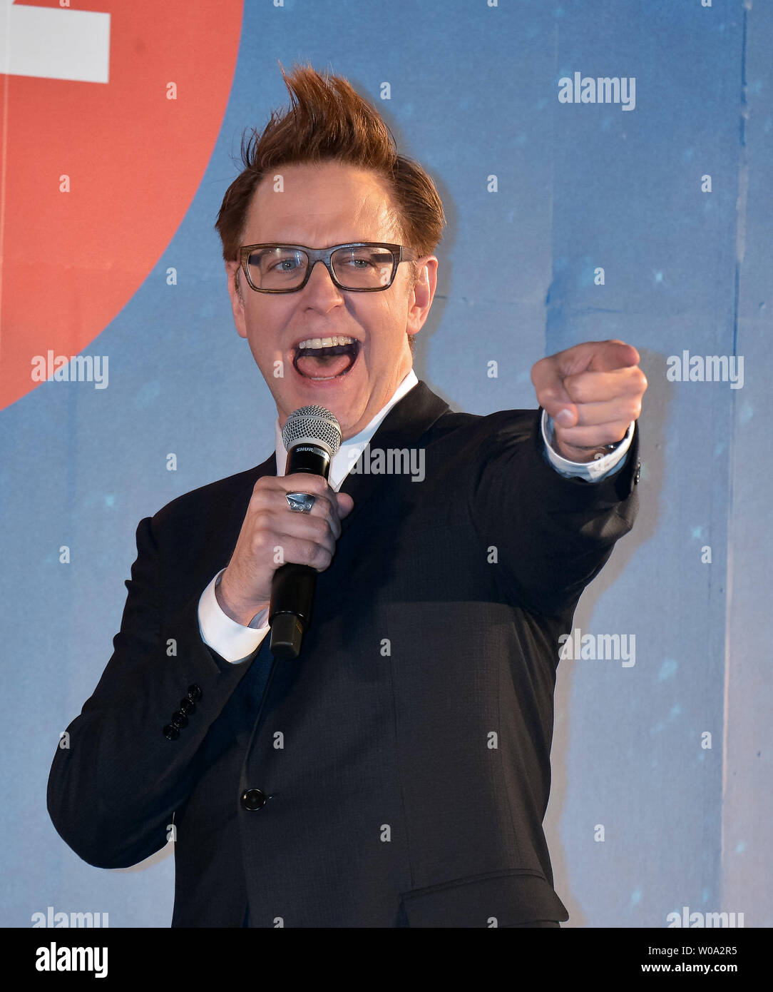 Director James Gunn attends the promotion event for the film "Guardians ...