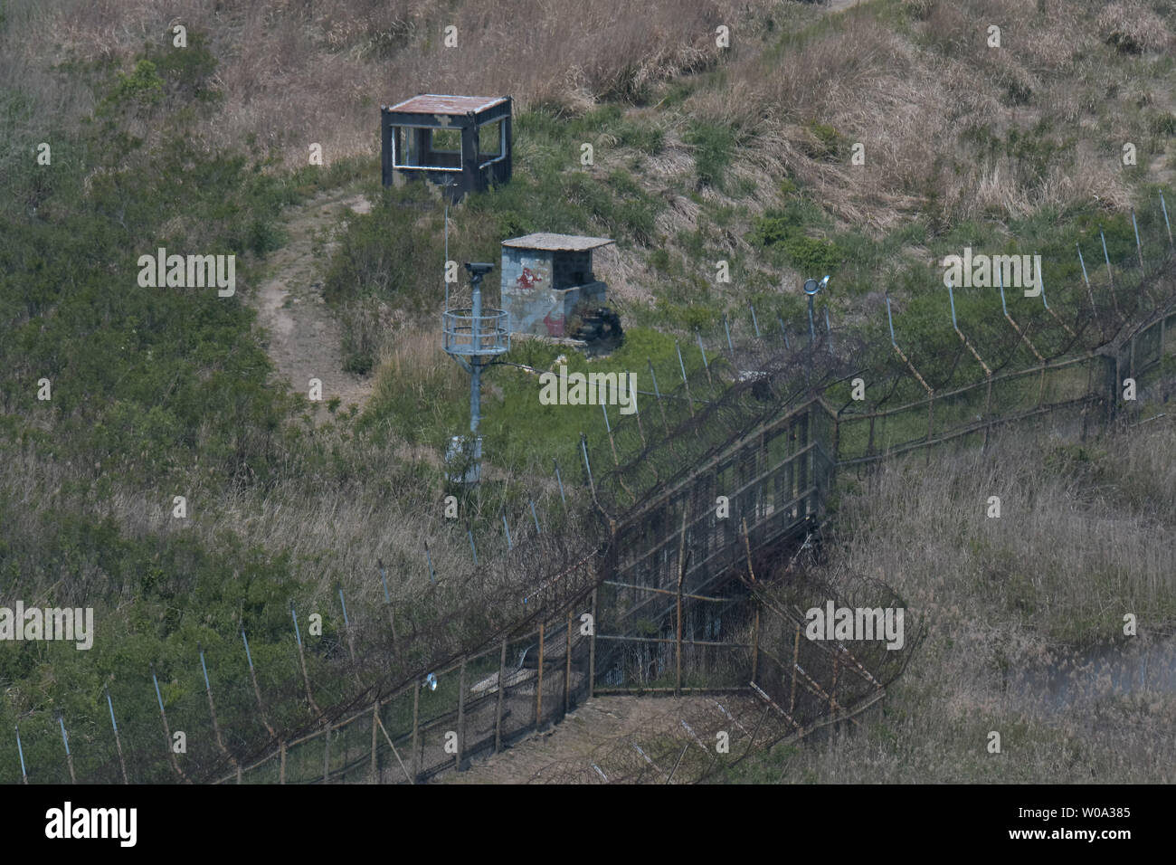 South Korean guard post is seen from the Goseong Unification ...