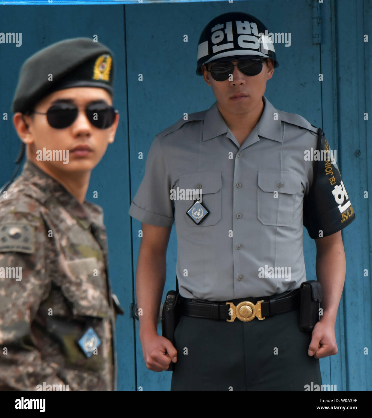 South Korean soldiers stand guard at the joint security area (JSA) of ...