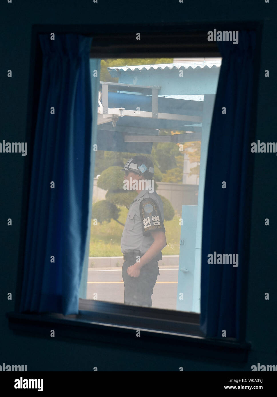 A South Korean soldier stands guard at the joint security area (JSA) of ...
