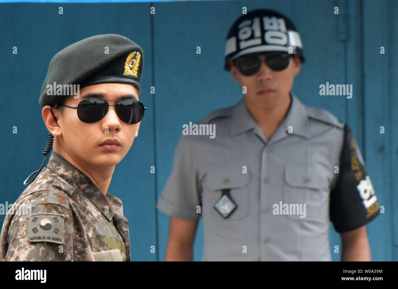 South Korean soldiers stand guard at the joint security area (JSA) of ...