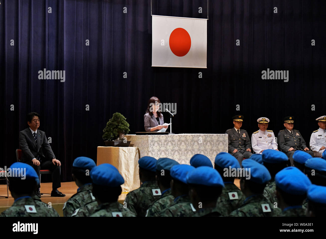 Japan's Defense Minister Tomomi Inada delivers a speech during the PKO ...