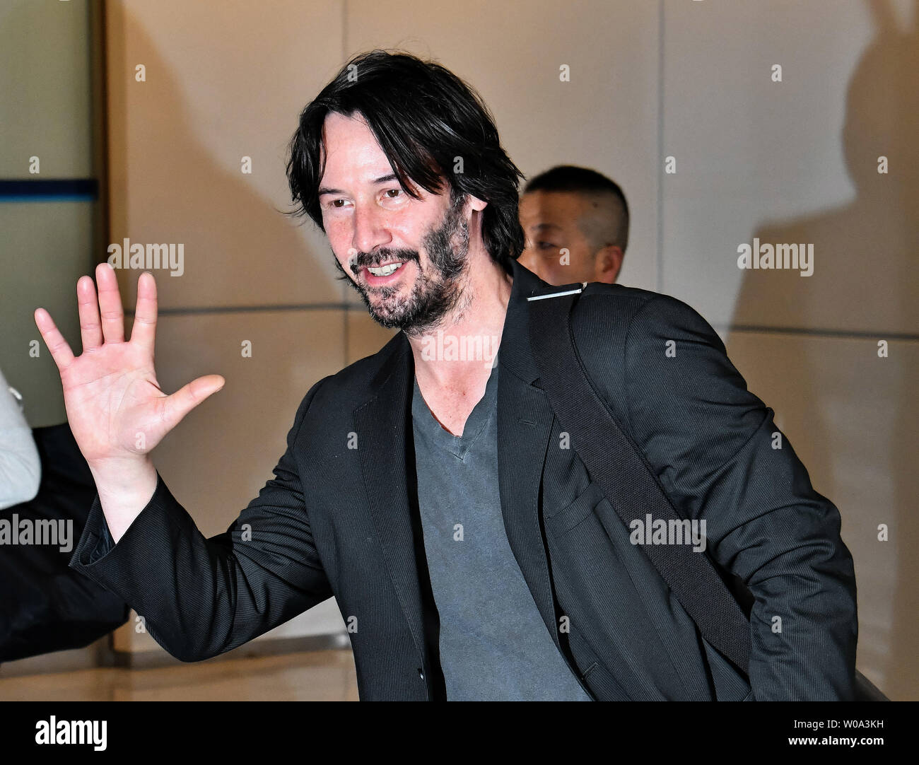 Actor Keanu Reeves arrives at Narita International Airport in Chiba ...