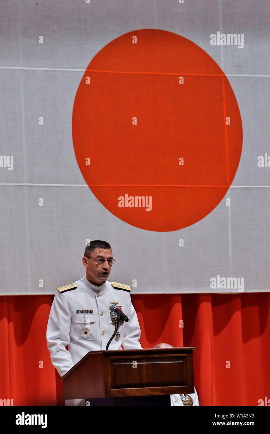 Rear Adm. Matthew J. Carter, commander, U.S. Naval Forces Japan speaks ...