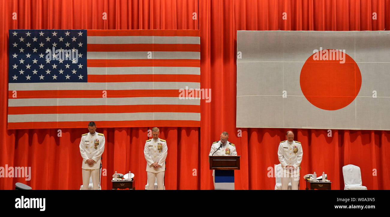 Rear Adm. Matthew J. Carter(L), commander, U.S. Naval Forces Japan ...