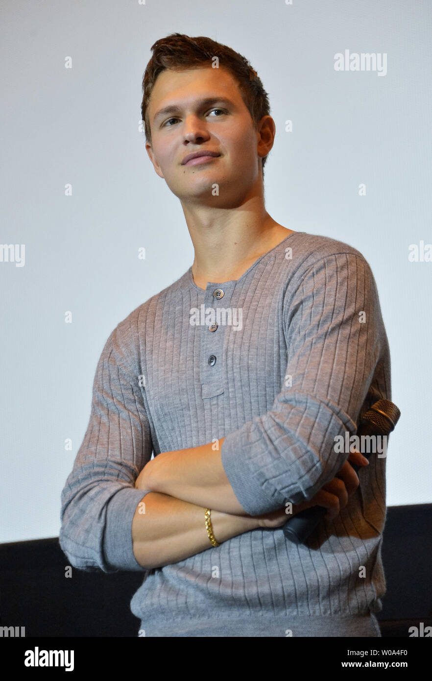Actor Ansel Elgort attends the stage greeting for the film "Baby Driver ...