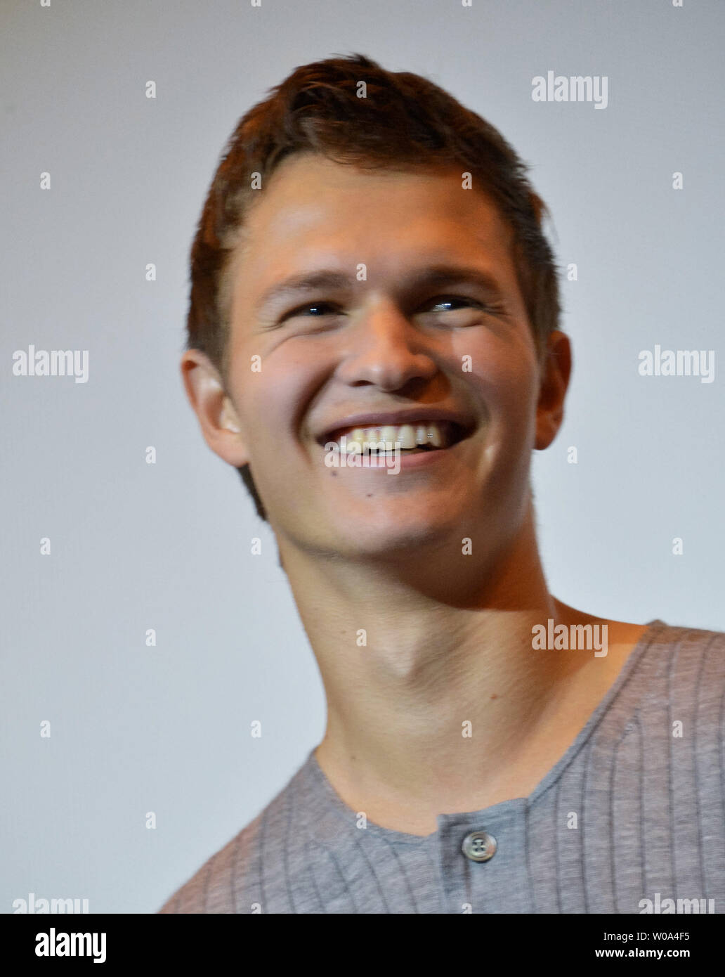 Actor Ansel Elgort attends the stage greeting for the film "Baby Driver ...