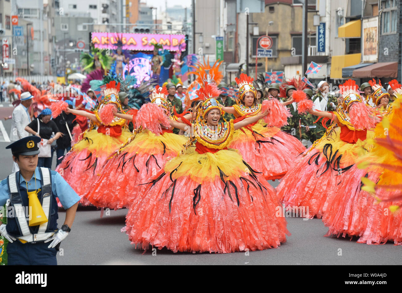 Samba dancer perform during the 36th Asakusa Samba Carnival in Tokyo ...