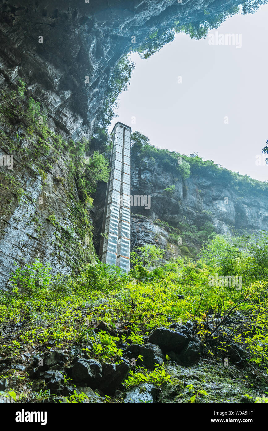 A straight elevator built in the canyon Stock Photo - Alamy