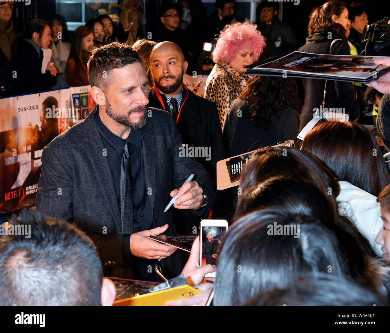 (L-R)Director David Ayer attends the Japan premier for the film "Bright ...
