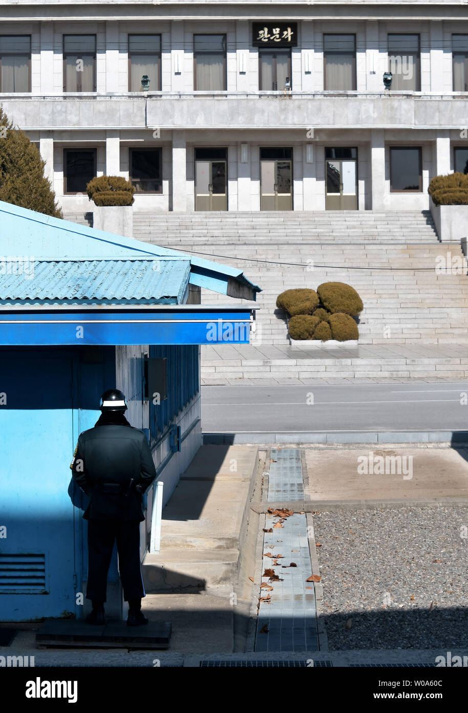 South Korean soldiers stand guard at the joint security area (JSA) of ...