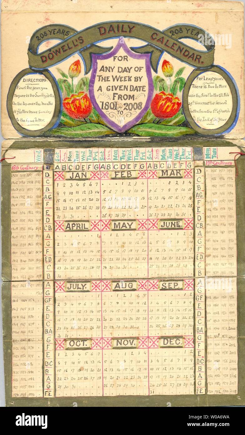 Dowelll's Daily Calendar for any day of the week by a given date from ...