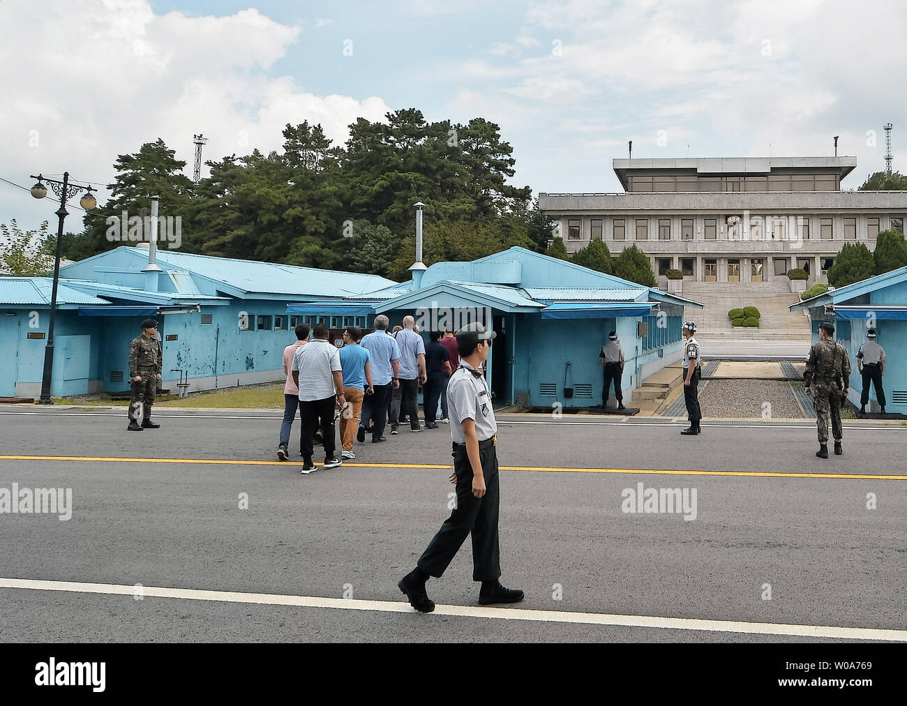 walk at the joint security area (JSA) of Panmunjom in the demilitarised ...