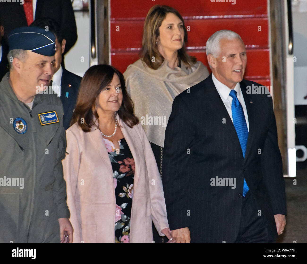 (R-L)U.S. Vice President Mike Pence, his wife Karen and Command of U.S ...
