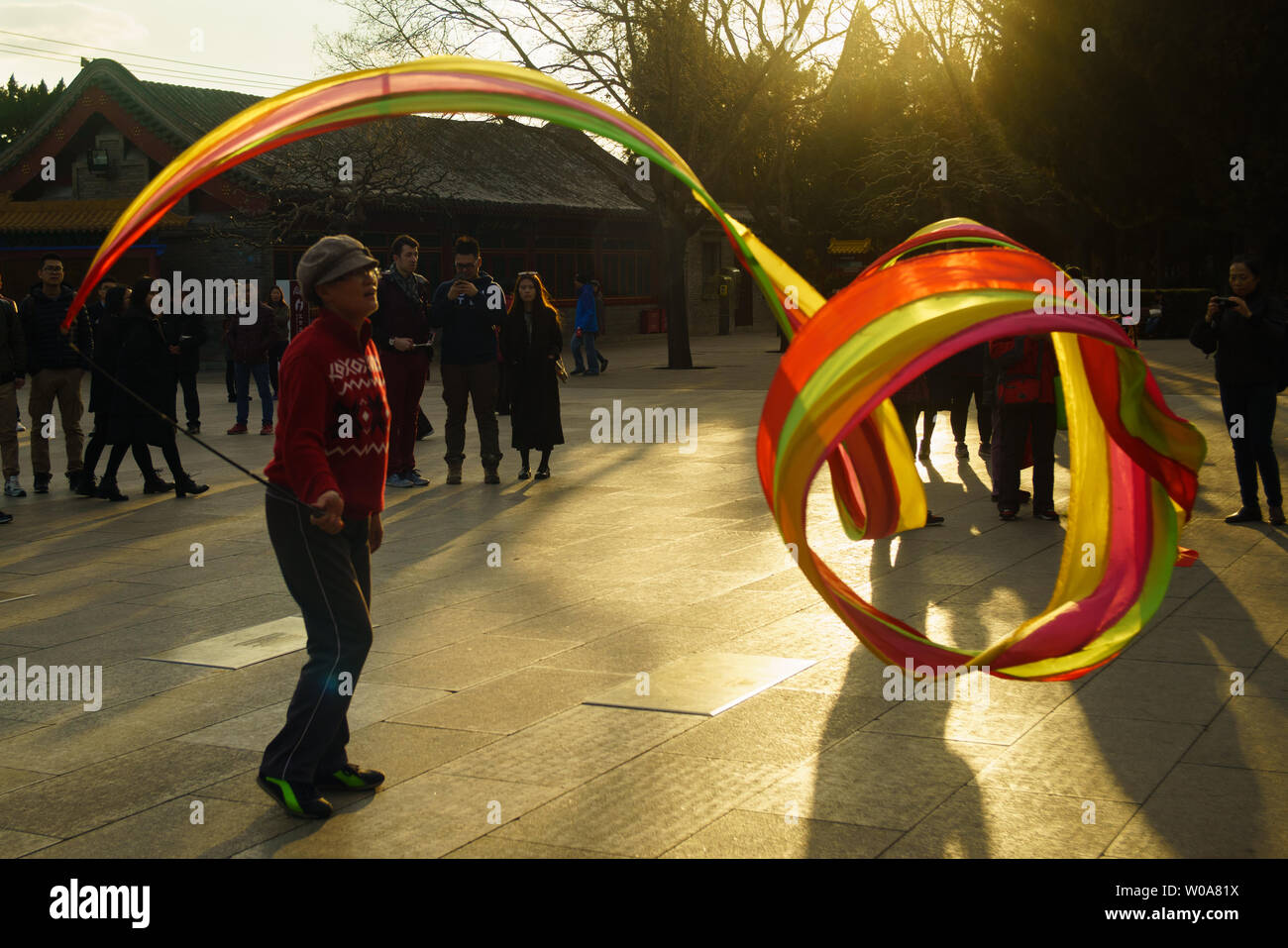 The silk dance in the square Stock Photo - Alamy
