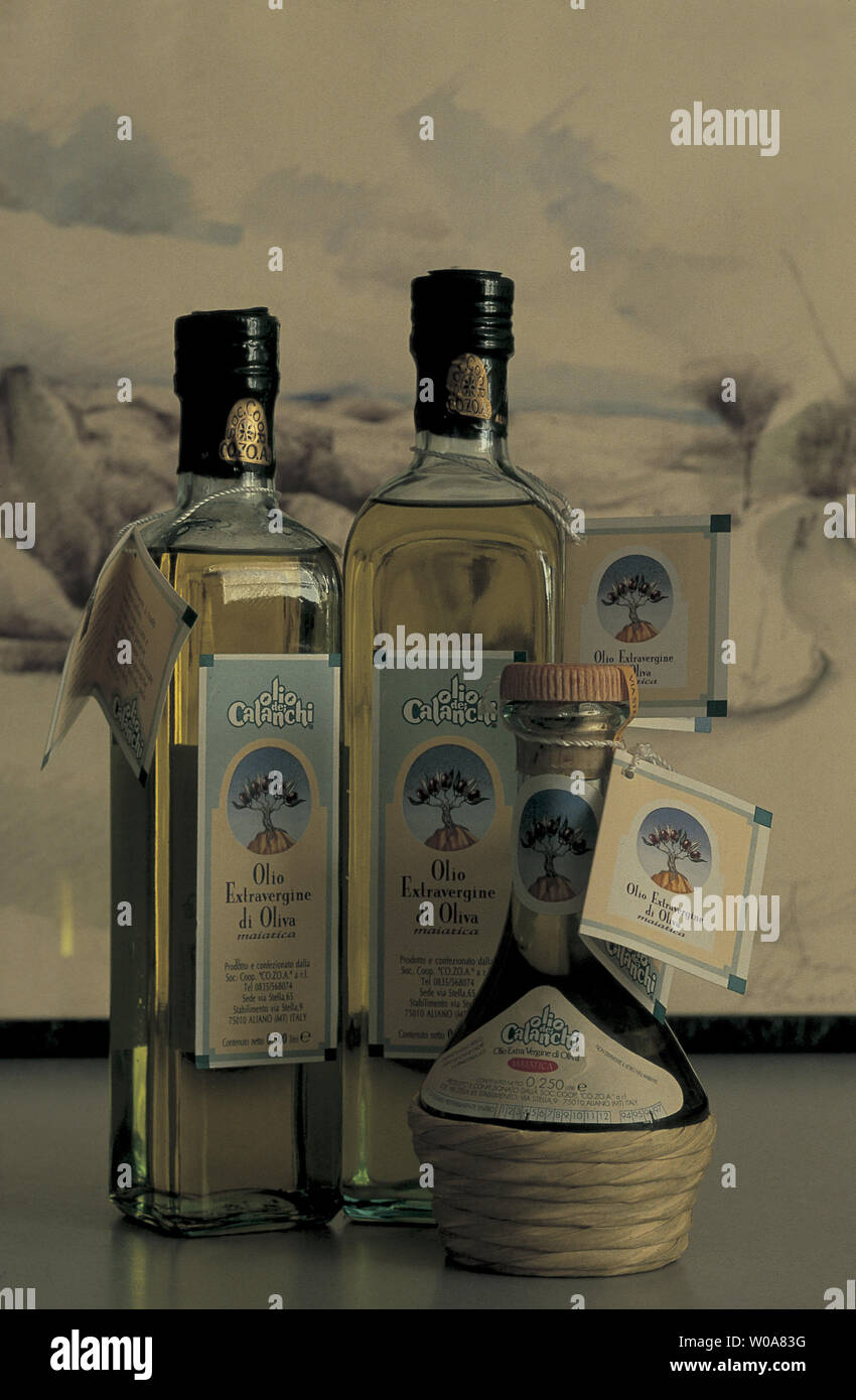 italy, basilicata, aliano, oil bottles Stock Photo - Alamy