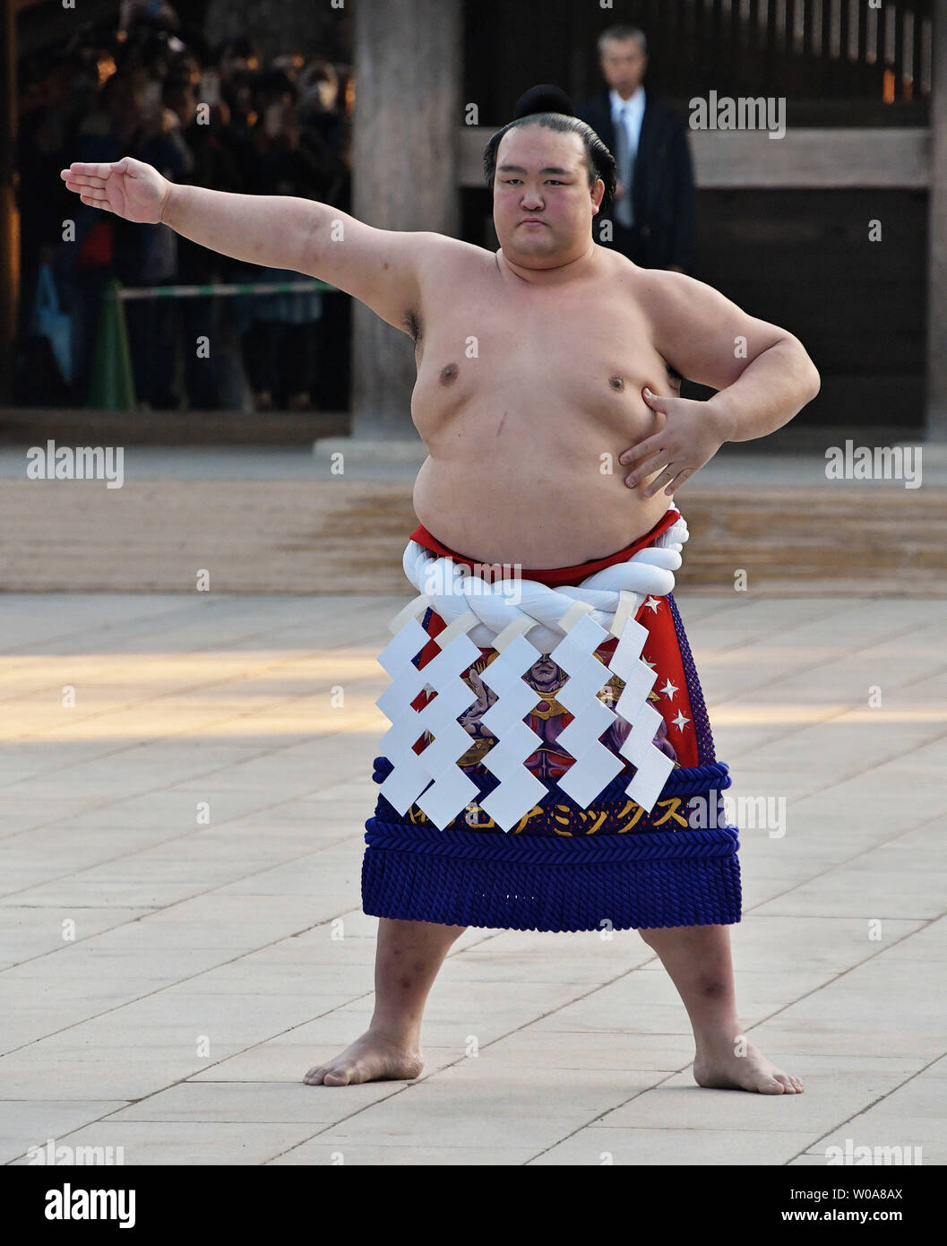 Japanese grand sumo champion Yokozuna Kisenosato performs Unryu-style ...