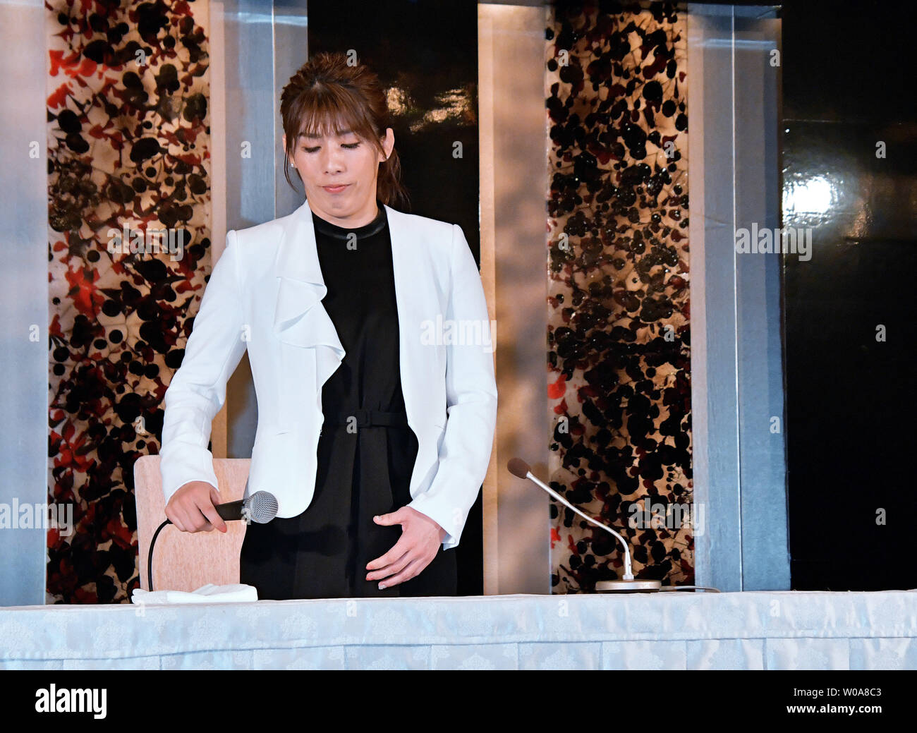 Japanese three-time Olympic wrestling gold medalist Saori Yoshida ...