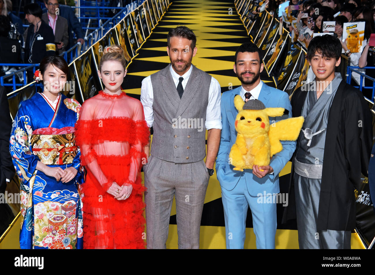 (L-R)Actors Marie Iitoyo, Kathryn Newton, Ryan Reynolds, Justice Smith ...