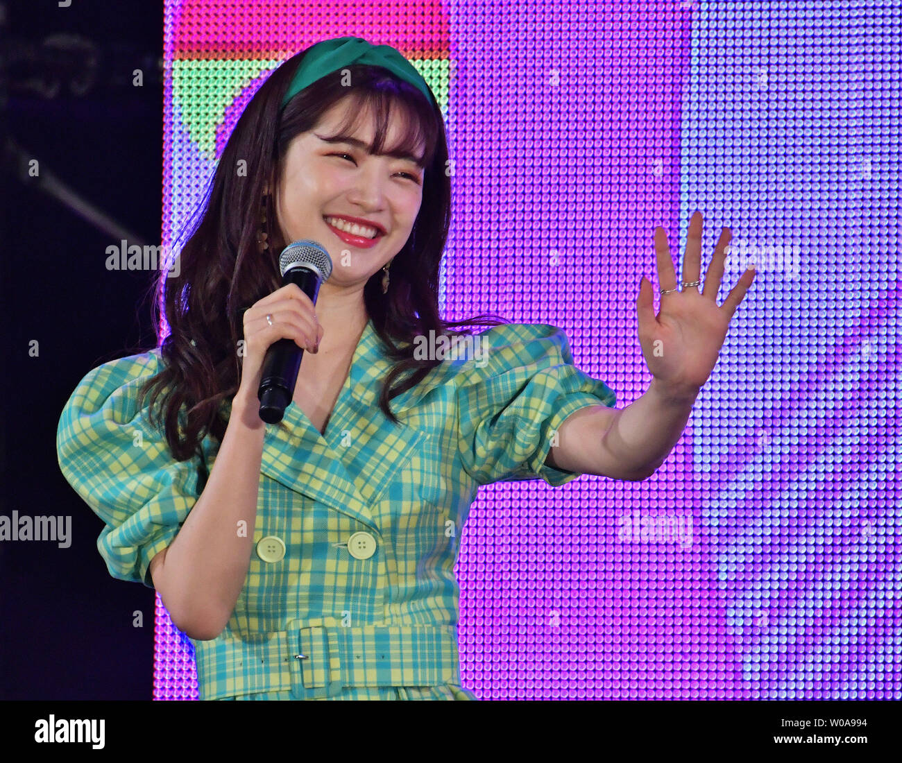 Japanese singer Yukika performs during the "KCON 2019 Japan" in Chiba ...