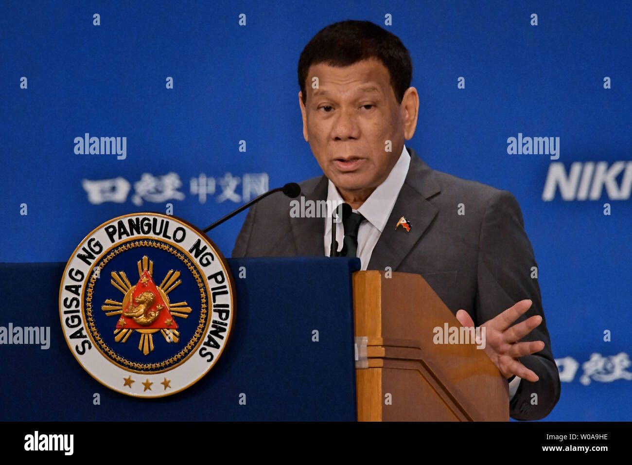 President of the Philippines Rodrigo Duterte delivers a speech during ...
