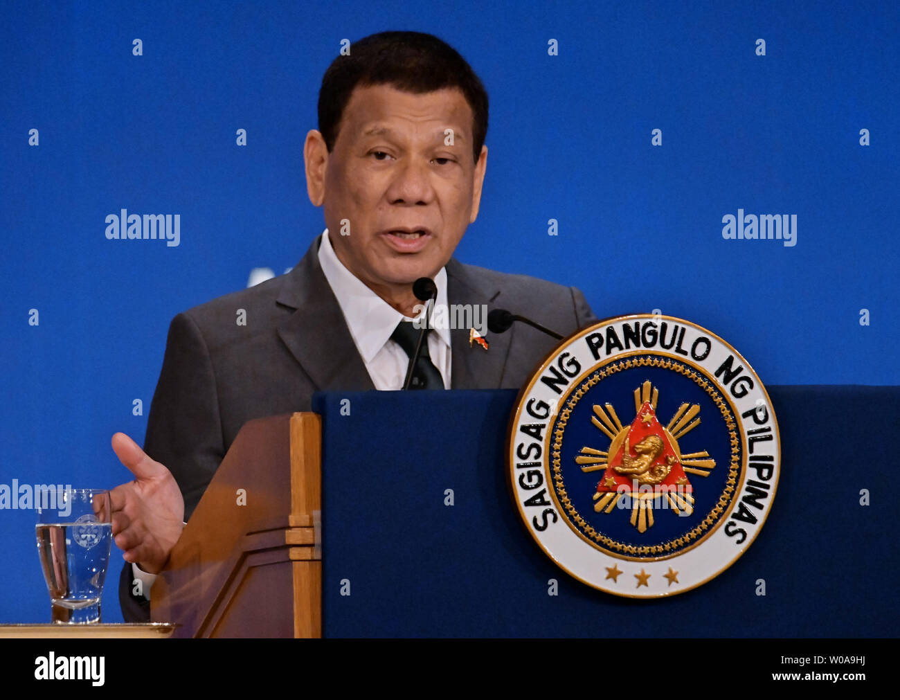 President of the Philippines Rodrigo Duterte delivers a speech during ...