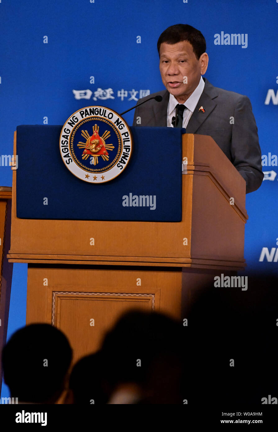 President of the Philippines Rodrigo Duterte delivers a speech during ...
