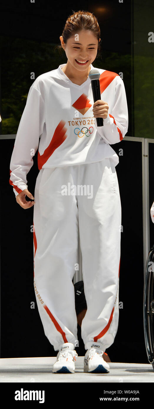 Japanese actress Ishihara Satomi shows torchbearer uniform during the ...