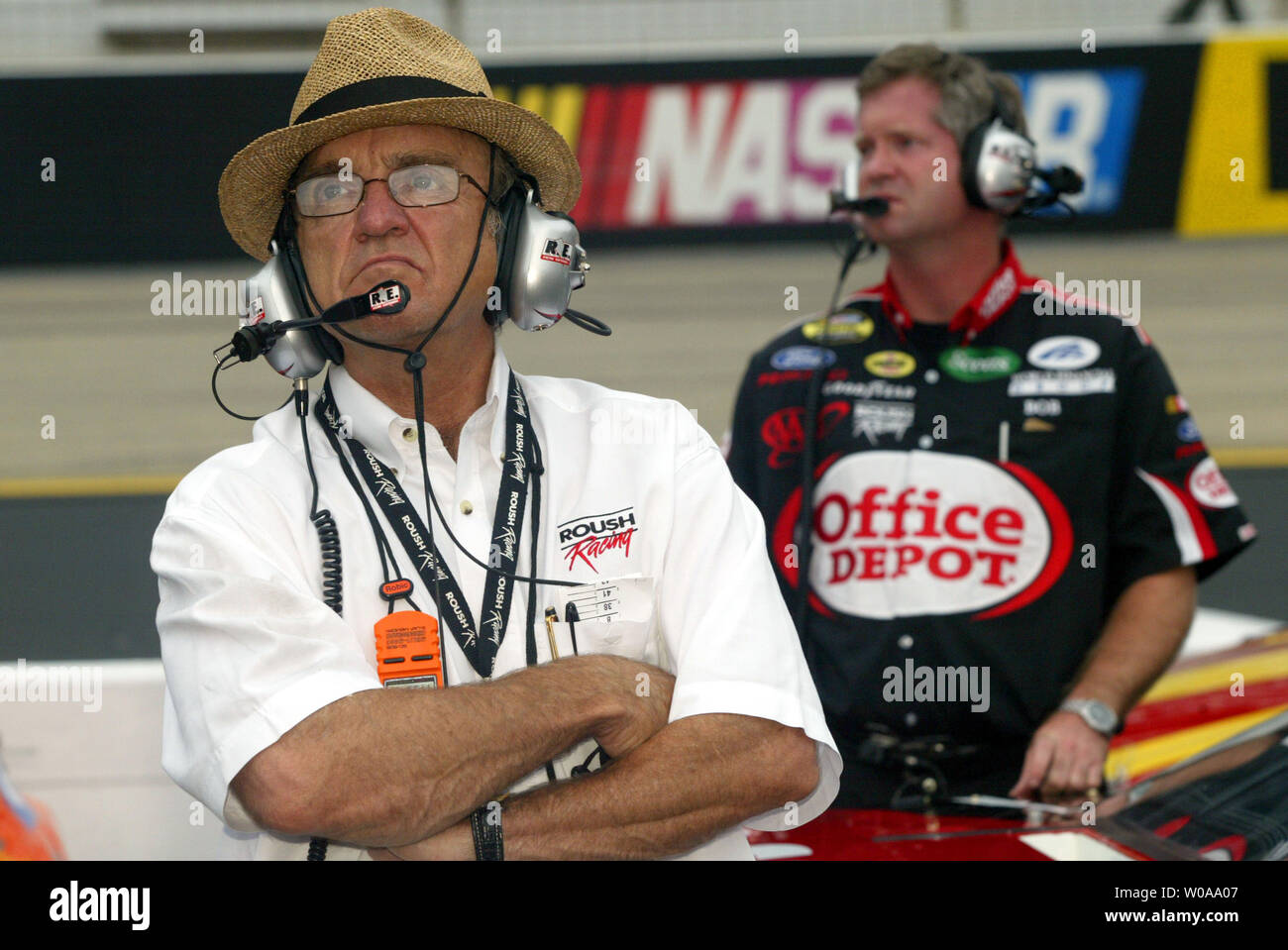 Jack Roush. owner of the Roush Racing Team, watches Pole Night ...