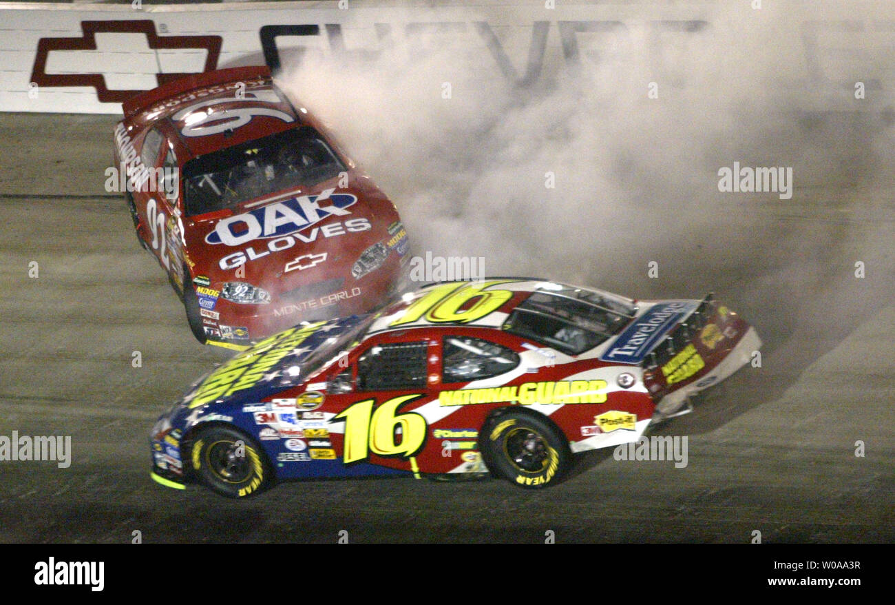 Greg Biffle, 16, gets by a spinning Hermie Sadler in the Sharpie 500 ...