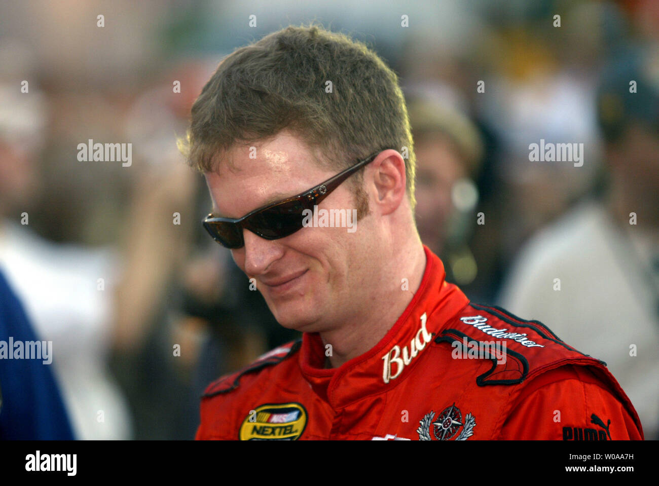 Nascar driver Dale Earnhardt Jr. stands by his race car prior to the ...