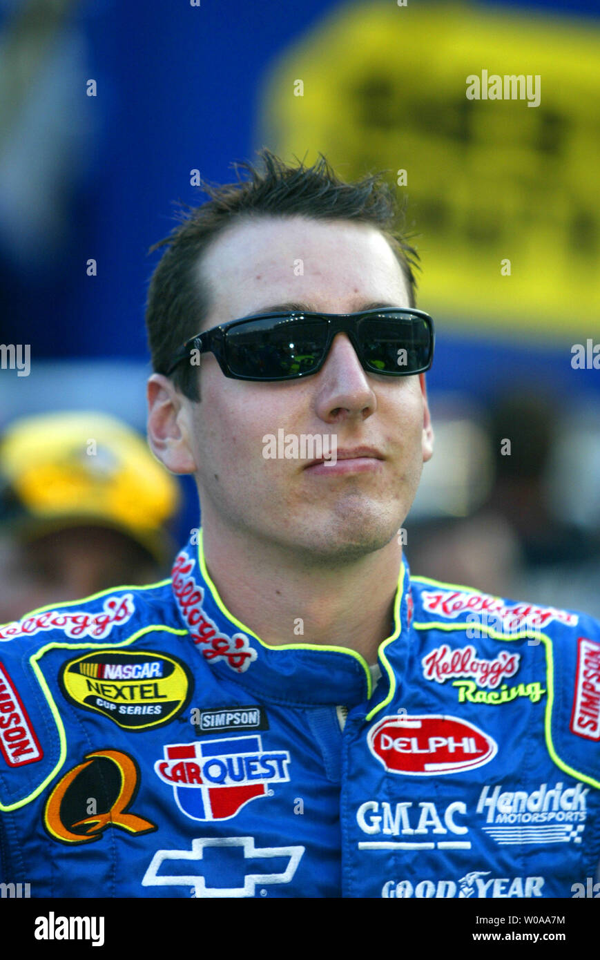Nascar driver Kyle Busch waits on pit road before the start of the ...