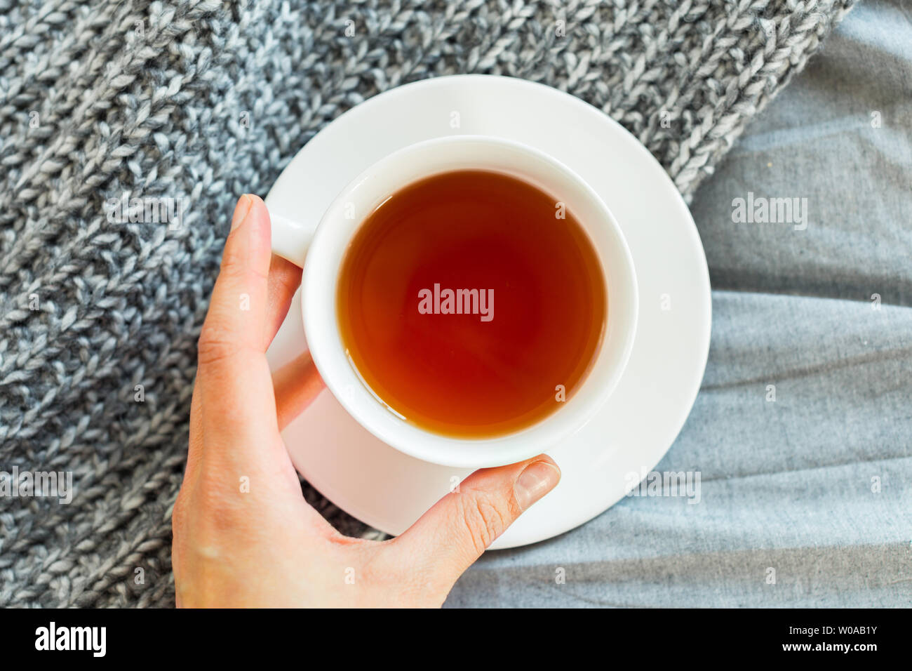 tea in bed Stock Photo - Alamy