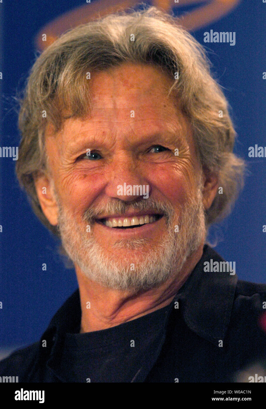 Kris Kristofferson listens to questions from the media at a press ...