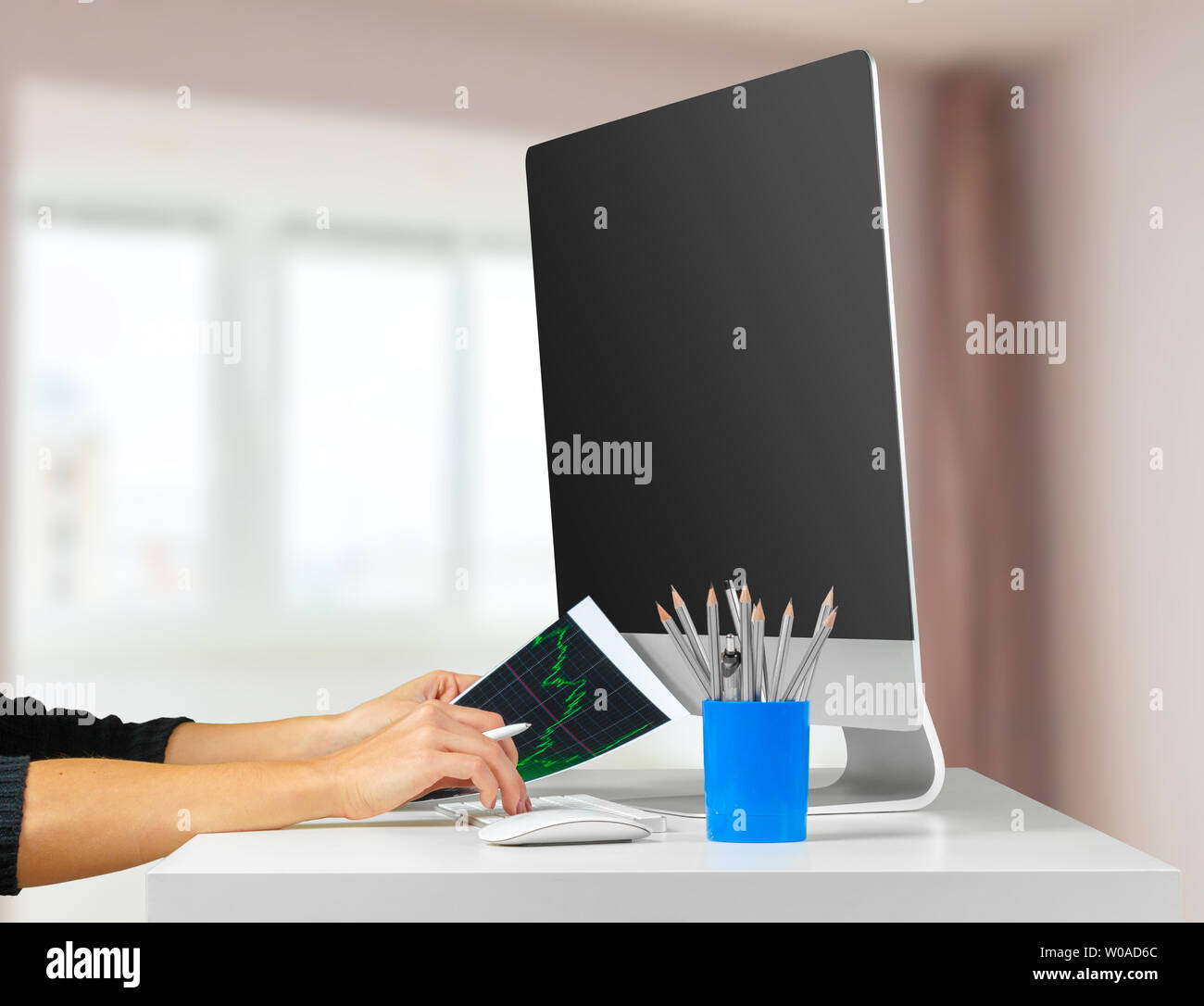 workspace with computer Stock Photo - Alamy