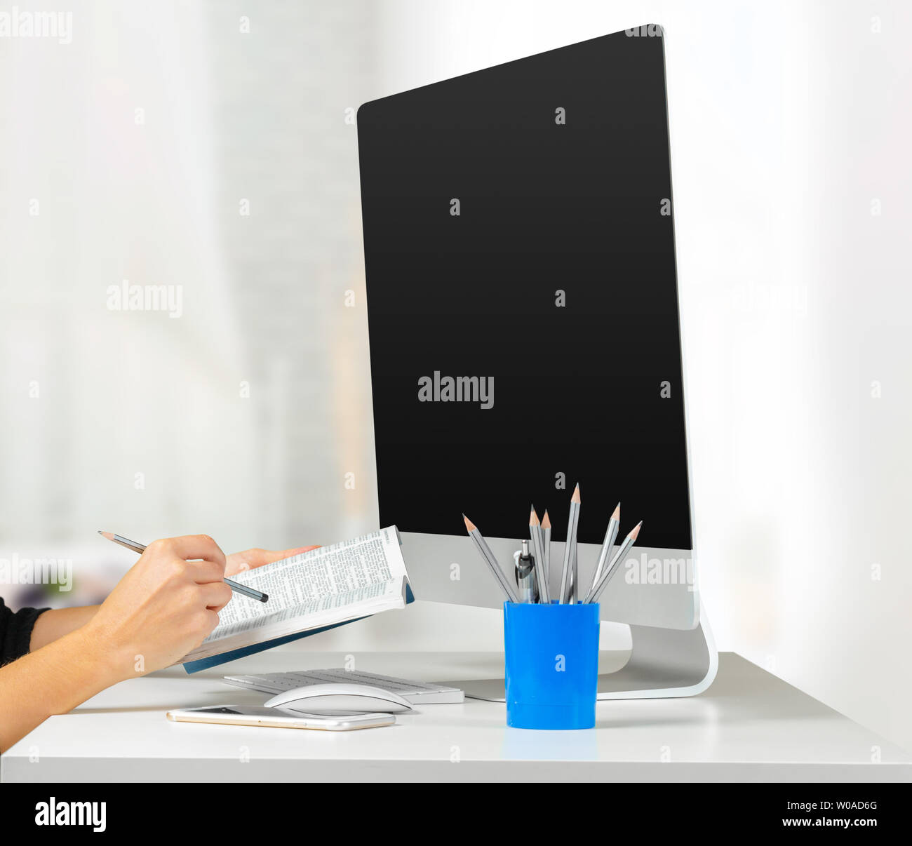 workspace with computer Stock Photo - Alamy