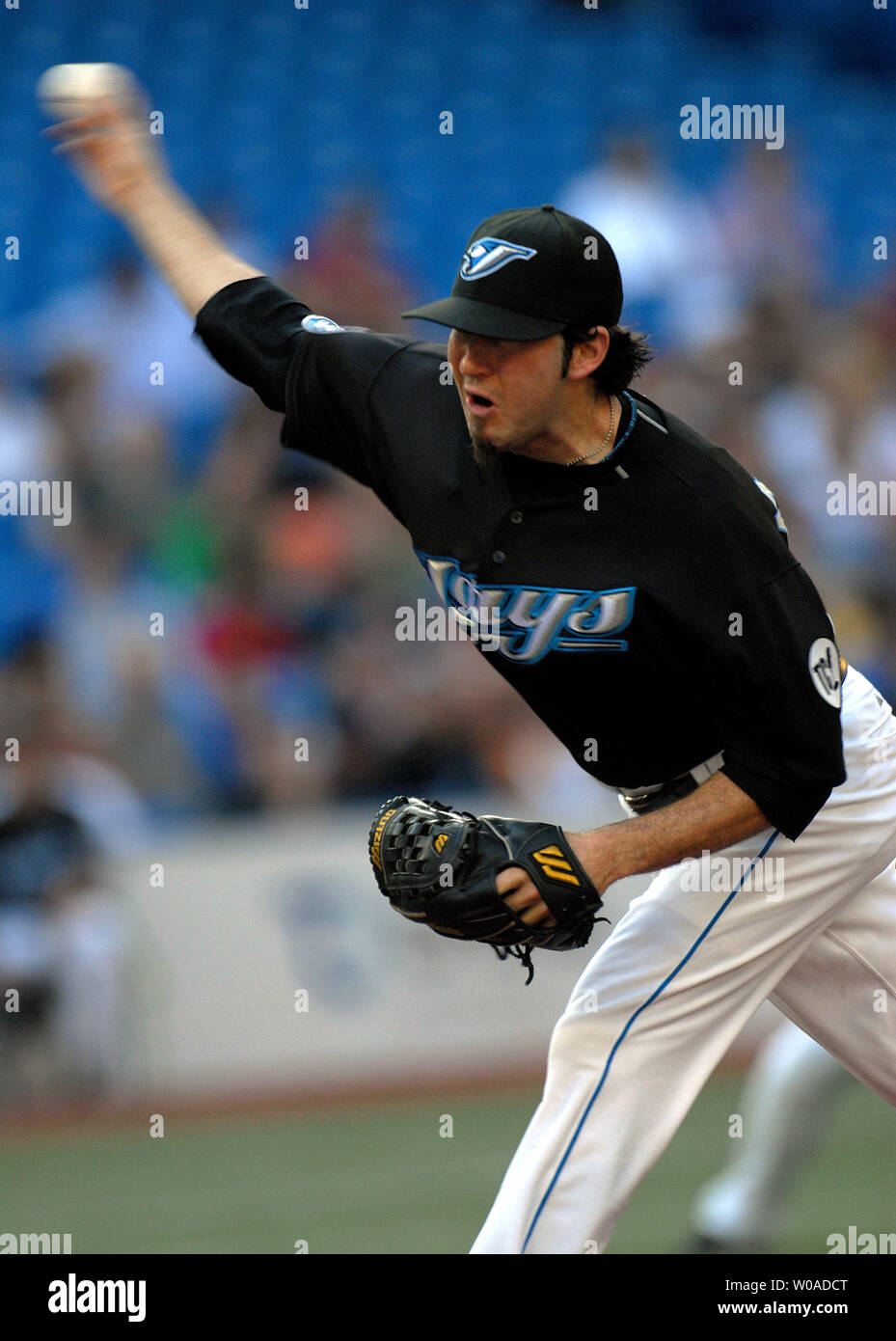 Toronto Blue Jays starter Shaun Marcum delivers a pitch in third inning ...