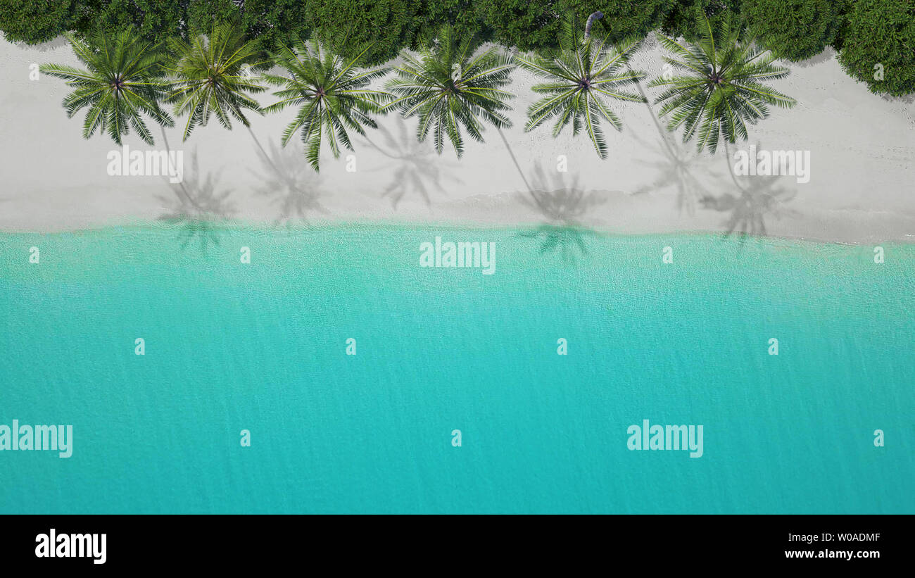 3D-Illustration aerial view of sandy beach. exuma bahamas Stock Photo ...